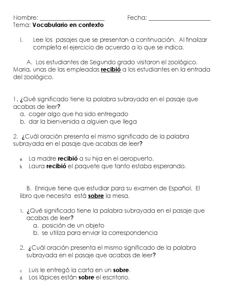 Vocabulario en Contexto | PDF