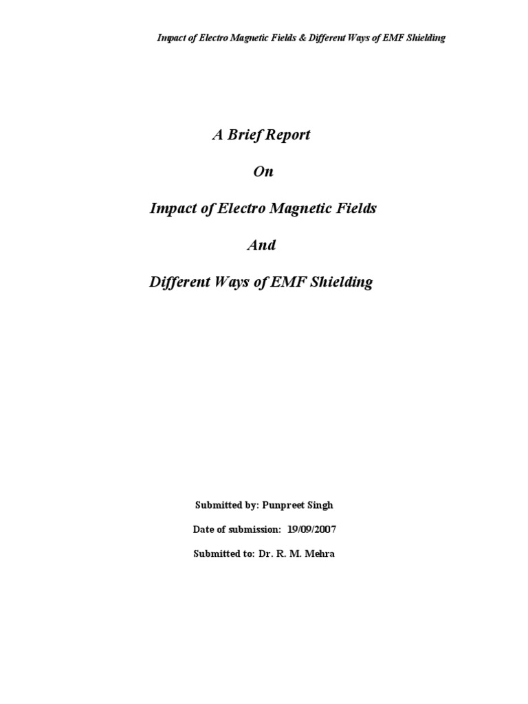 Impact of EMF and Different Ways of EMF Shielding | PDF ...