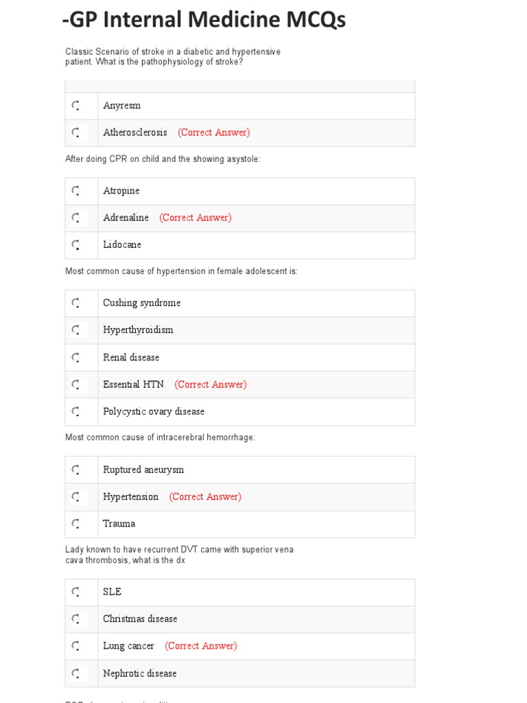 Internal Medicine MCQs for Practitioners | PDF | Wellness | Science ...