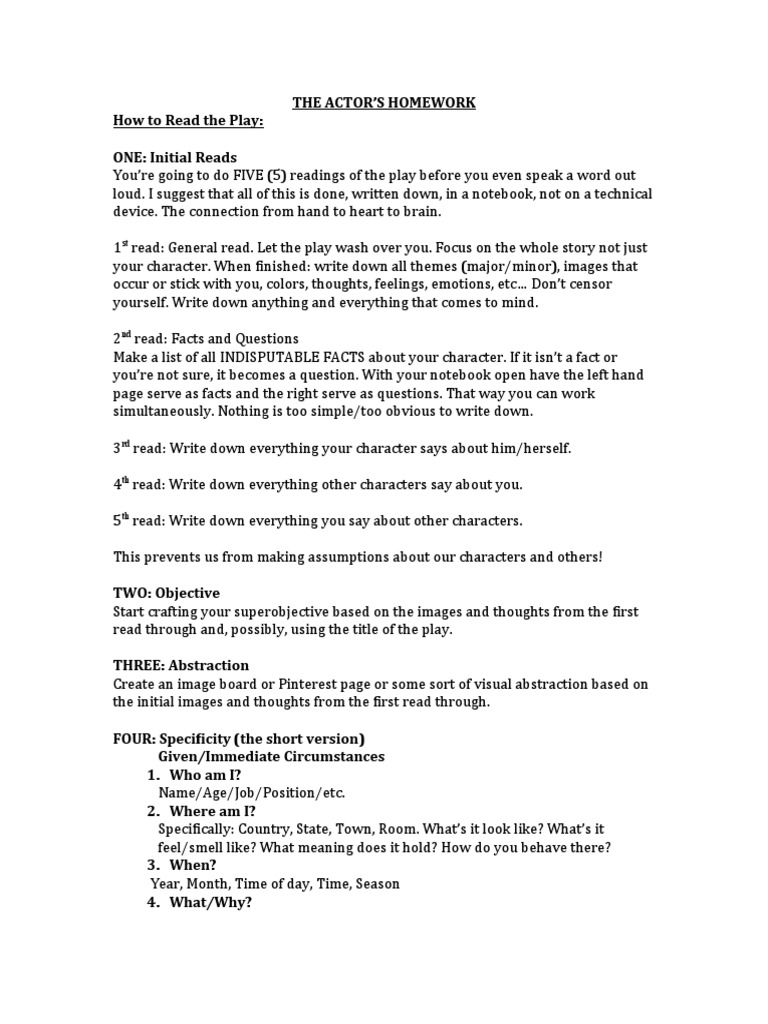 The Actors Homework (Text Analysis To Play) | PDF | Epistemology ...