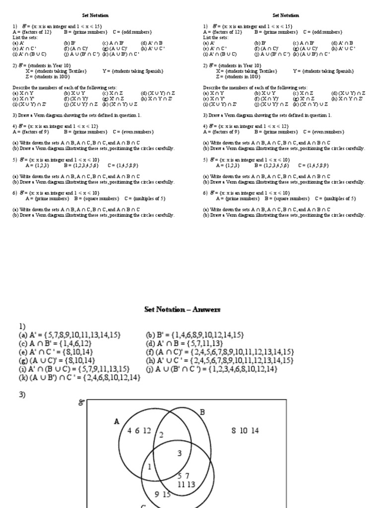 Set Notation and Venn Diagrams Guide | PDF | Abstract Algebra | Ring Theory