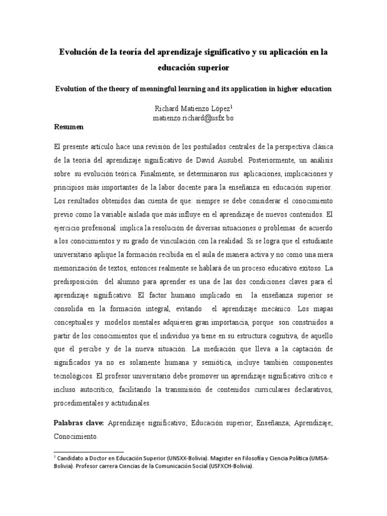 Artículo Richard Matienzo López - Final | PDF | Aprendizaje | Conocimiento