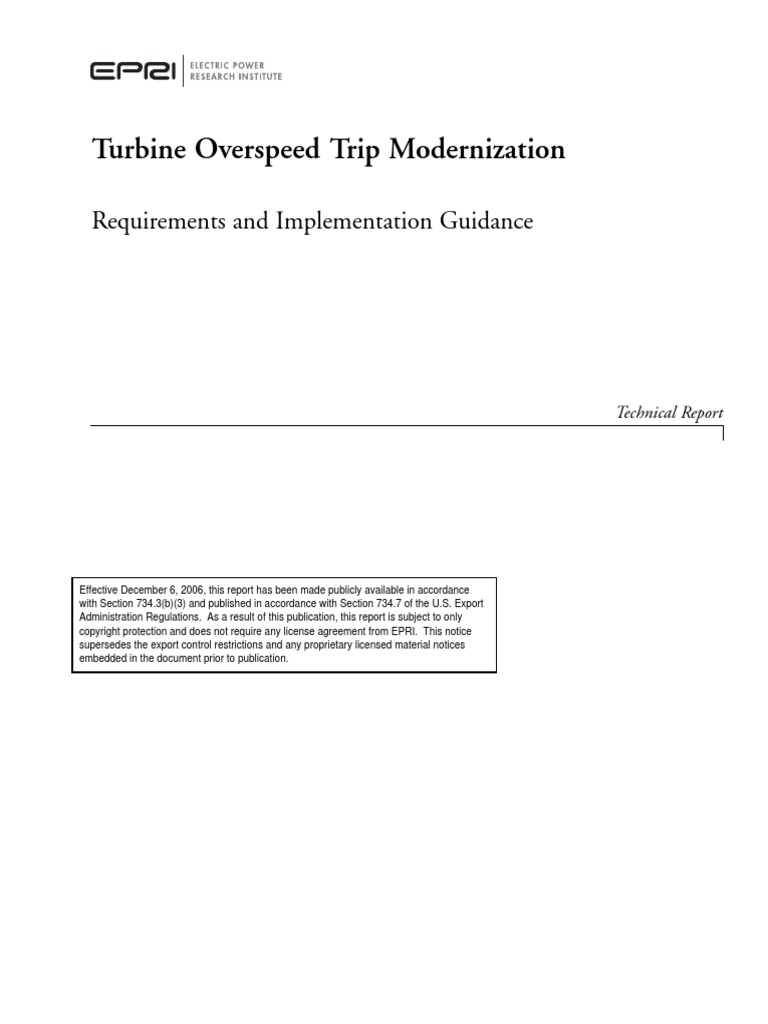 Turbine Overspeed Trip Modernization: Requirements and Implementation ...