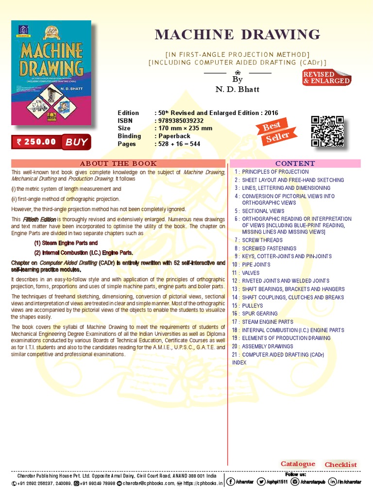 Machine Drawing: by N. D. Bhatt | PDF | Gear | Mechanical Engineering