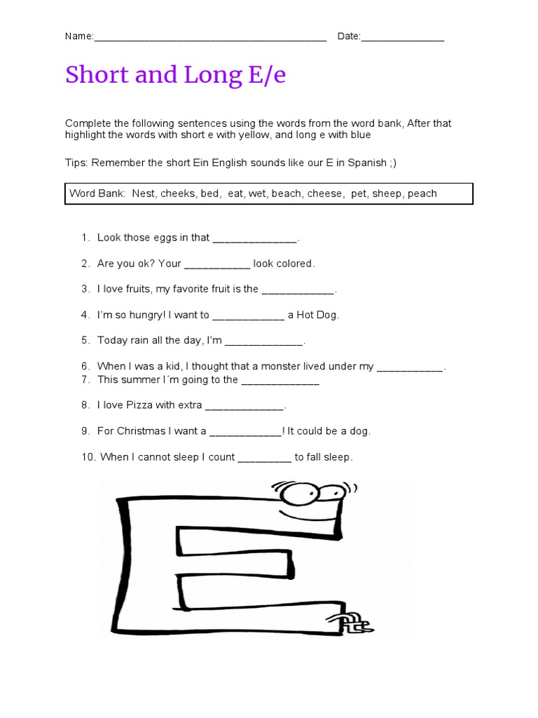 Short and Long E/e: Name: - Date | PDF