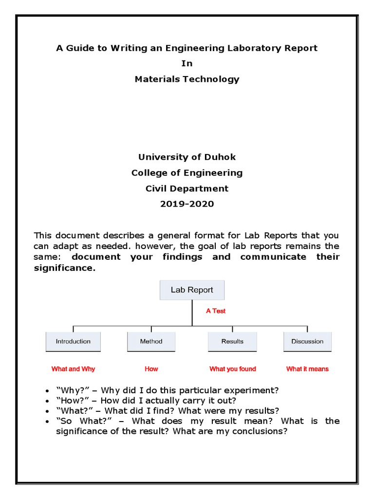 A Guide To Writing An Engineering Laboratory Report in Materials ...