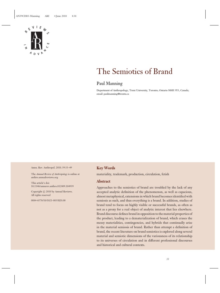 The Semiotics of Brand PDF | PDF | Trade Dress | Brand