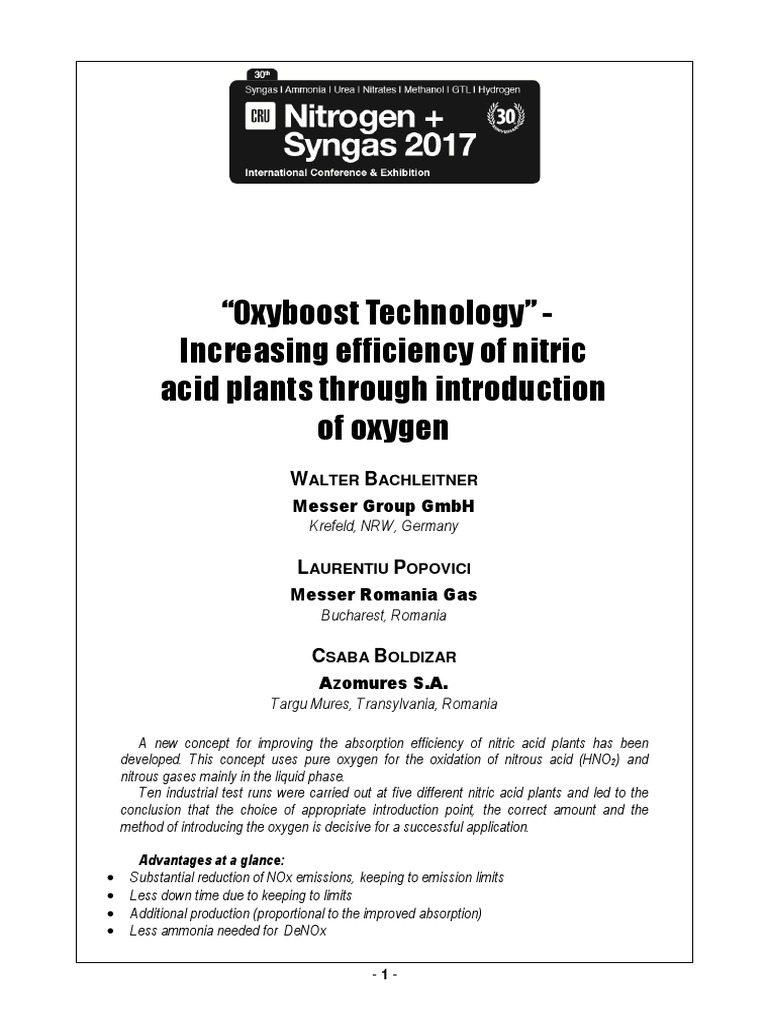 2017 Oxyboost-Technology - Paper-London - March | PDF | Nitric Acid ...