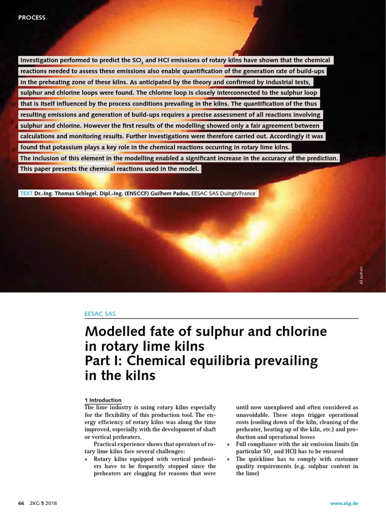 Modelled Fate of Sulphur and Chlorine in Rotary Kilns Part I PDF | PDF ...