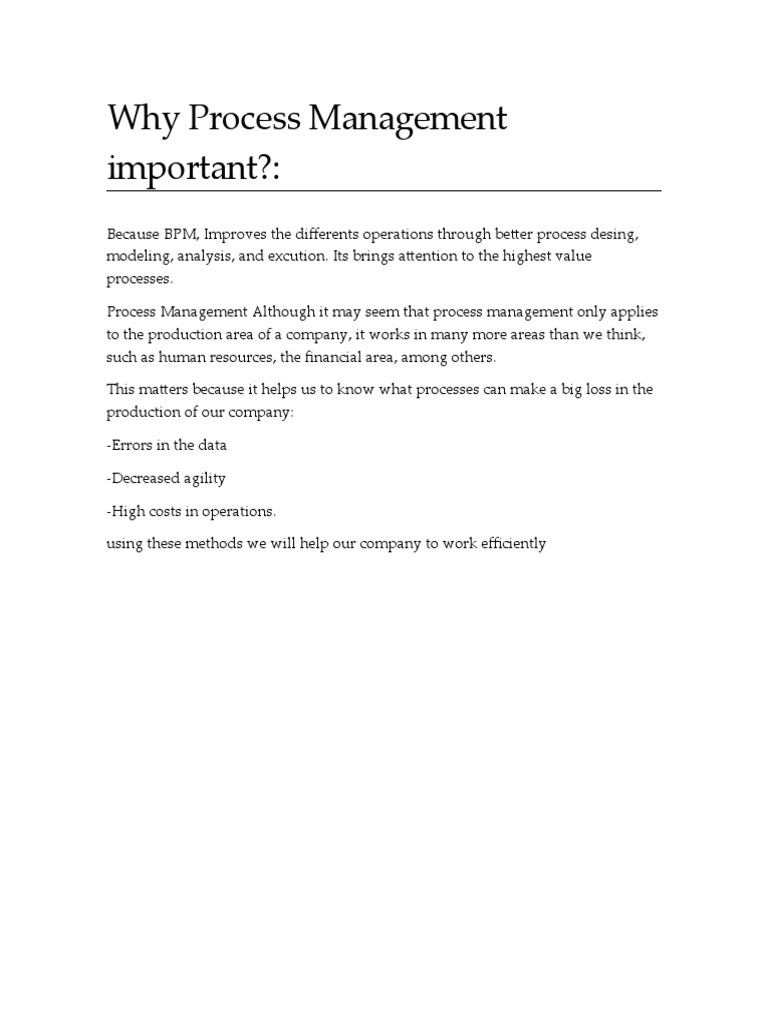 Why Process Management Important | PDF