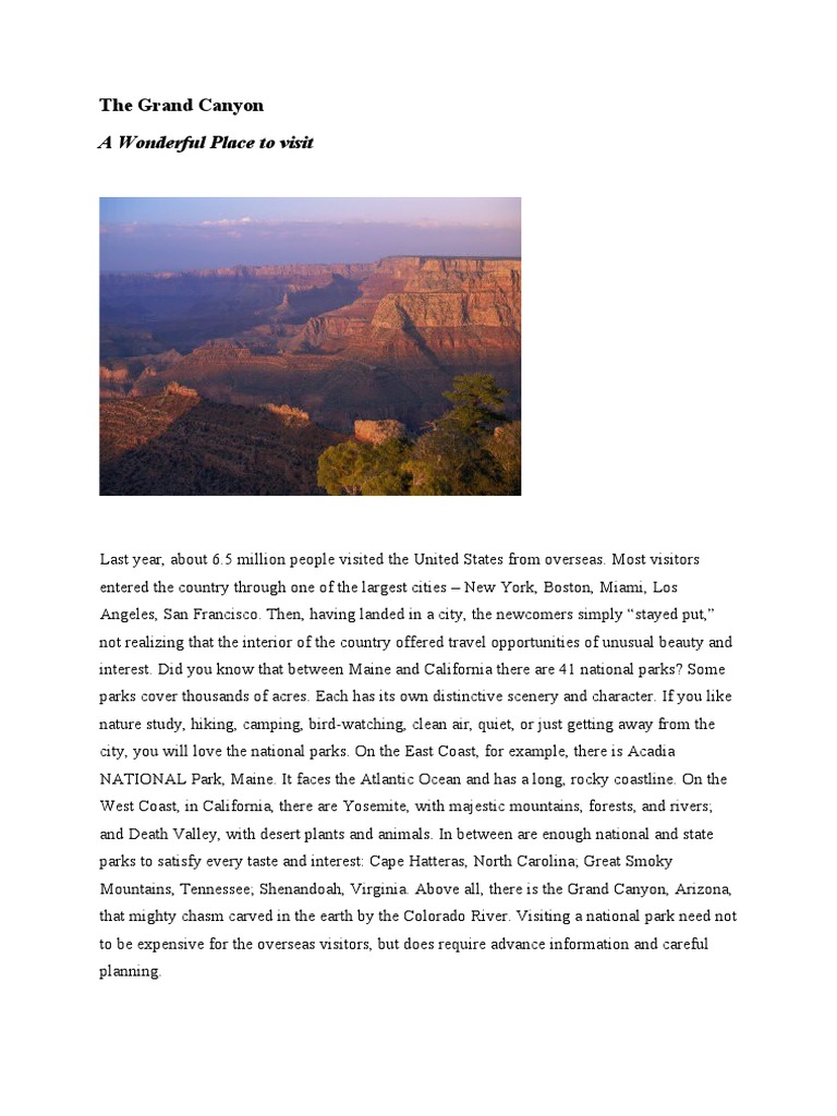 Reading Comprehension Grand Canyon | PDF | Grand Canyon | Canyon