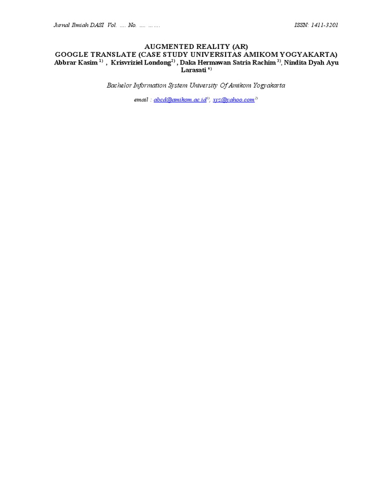 Augmented Reality (Ar) Google Translate (Case Study Universitas Amikom ...