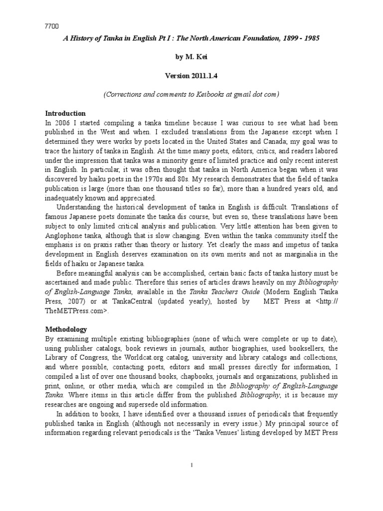 Tanka History PT I PDF | Download Free PDF | Poetry | Haiku