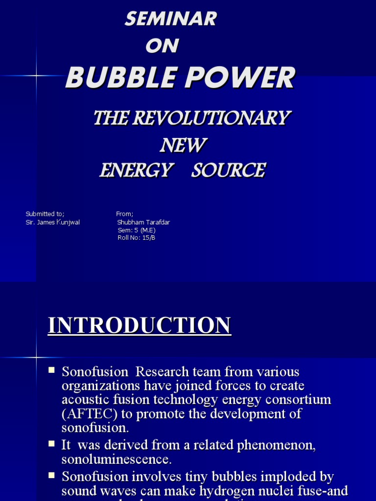 Bubble Power Seminar Pdf Nuclear Fusion Deuterium