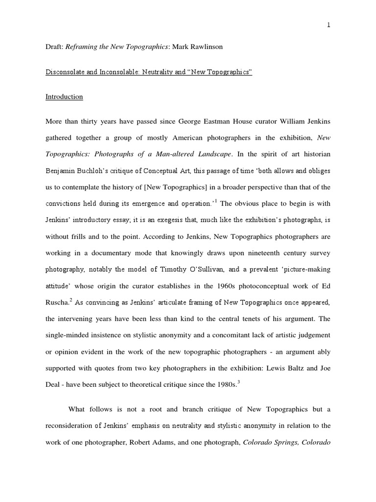 Topographics: Photographs of A Man-Altered Landscape. in The Spirit of ...