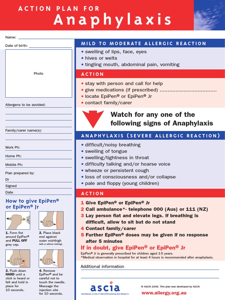 Action_Plan_anaphylaxis_personal | Diseases And Disorders | Health Sciences