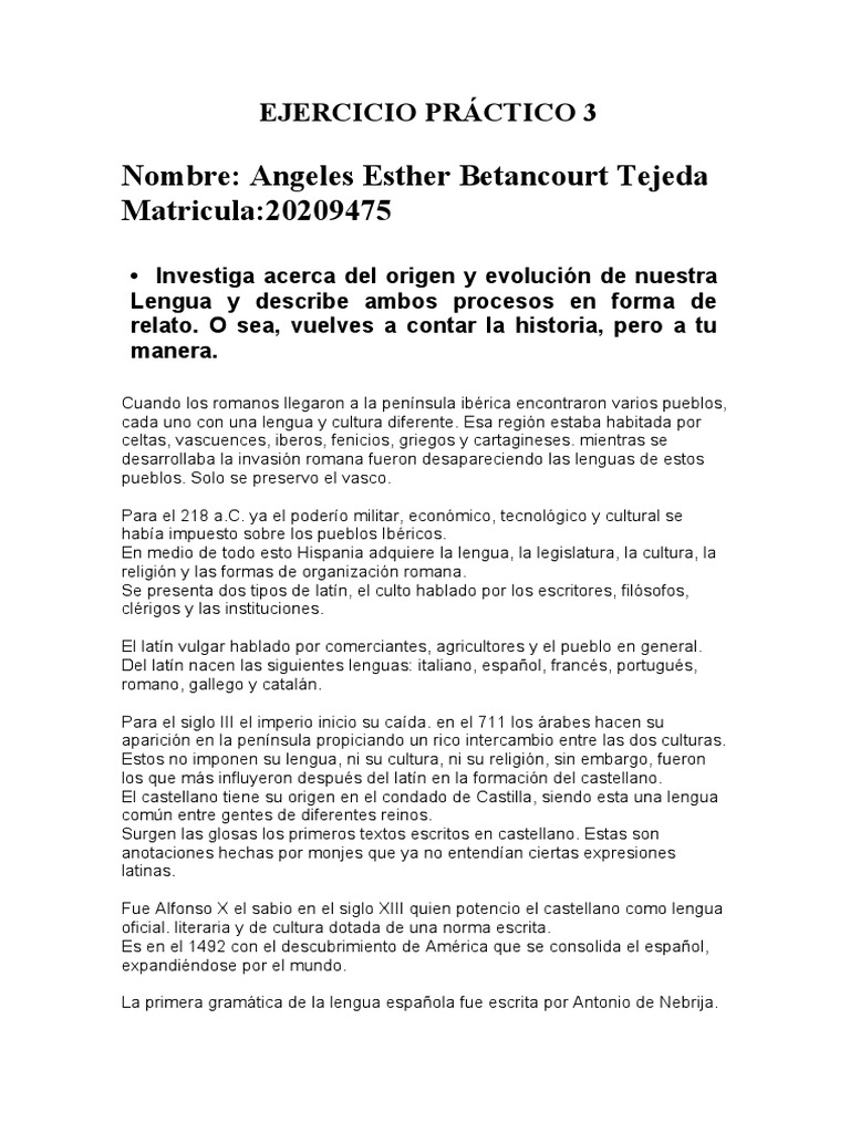 Ejercico Práctico 3 | PDF | latín | Dialecto