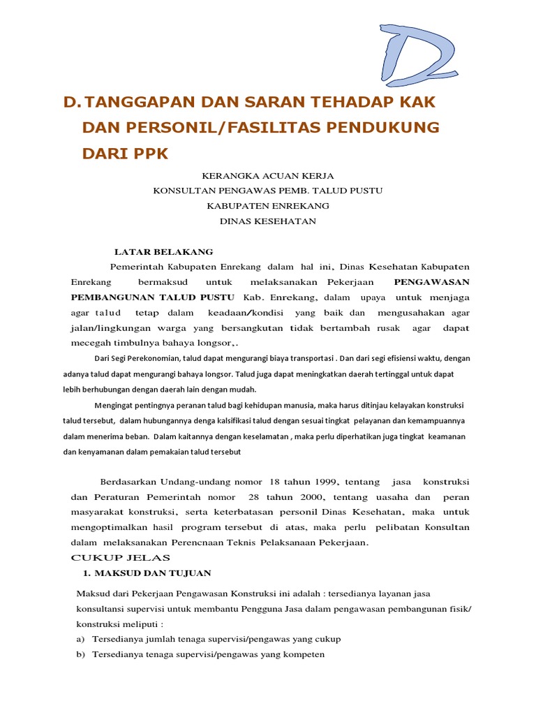 D. Tanggapan Dan Saran Terhadap Kak | PDF | Seni | Sains & Matematika
