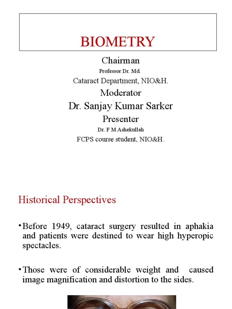 Biometry: Dr. Sanjay Kumar Sarker | Download Free PDF | Cornea | Visual ...