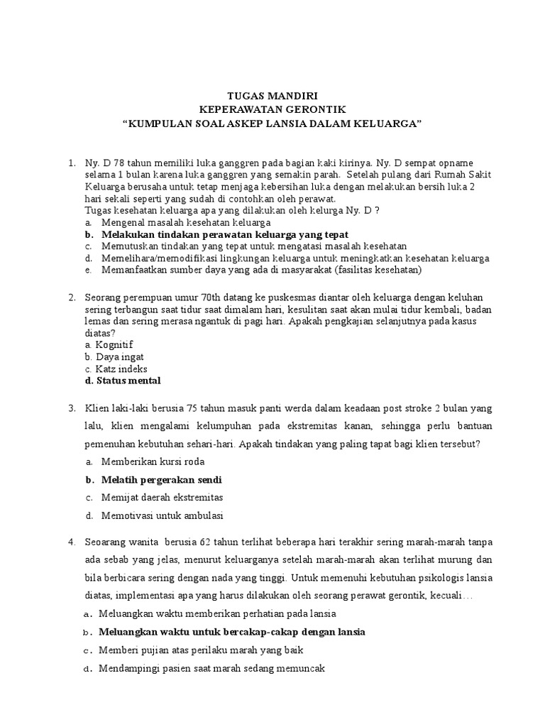 Contoh Soal Keperawatan Gerontik | PDF