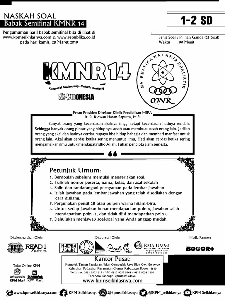 Semi Final KMNR 14 THN 2019 Kls 1-12 BW | PDF