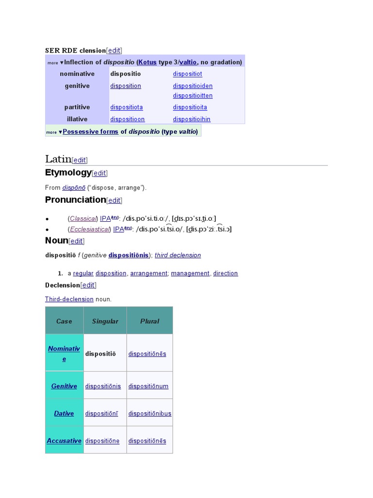 Inflection of Latin noun "dispositio | PDF