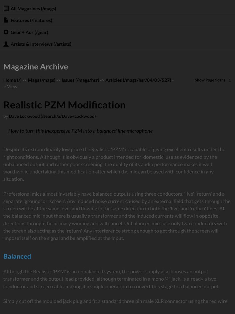 Realistic PZM Modification (HSR Mar 84) | PDF | Printed Circuit Board ...