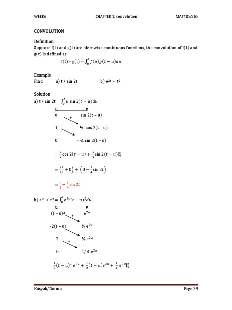 Week6 CHAPTER 1: Convolution MAT485/565 | Download Free PDF | Laplace ...