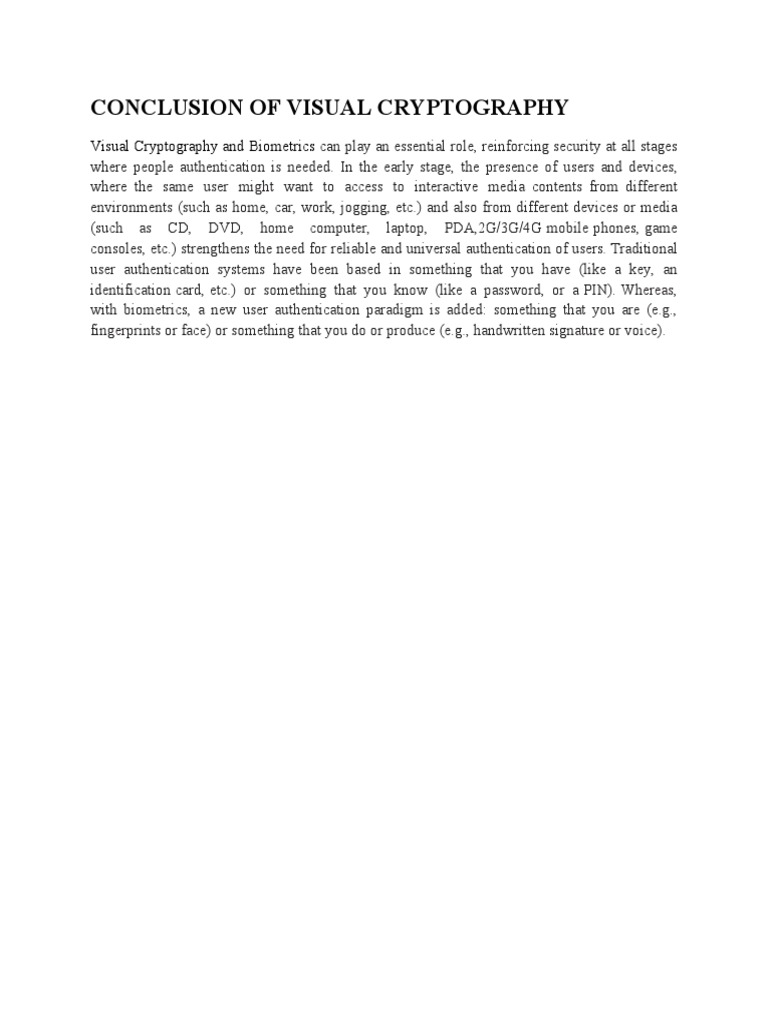 Visual Cryptography and Biometrics for User Authentication | PDF