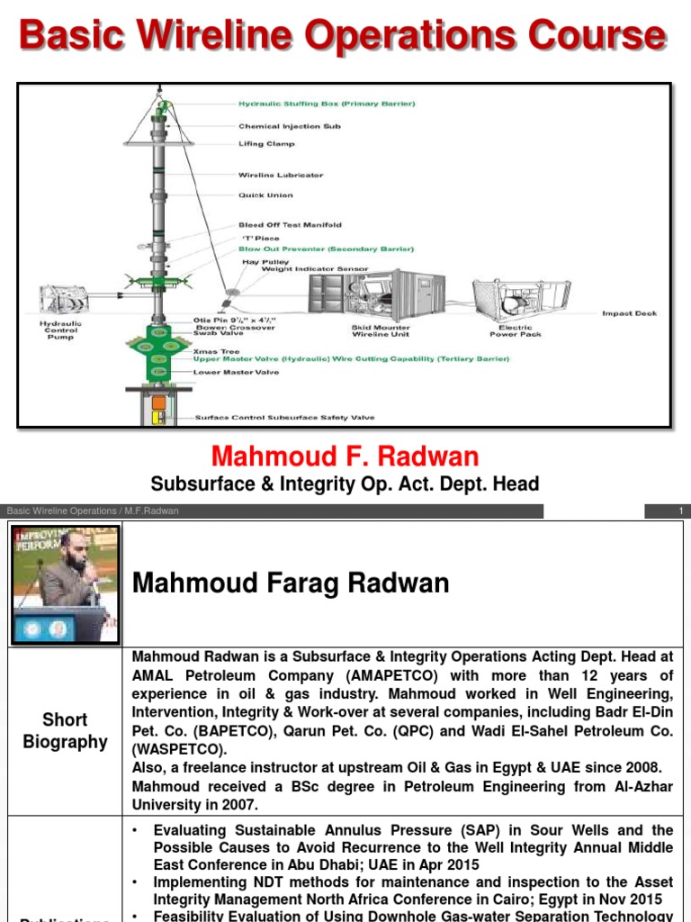Wireline Operation Course - Mahmoud F. Radwan | PDF | Casing (Borehole ...