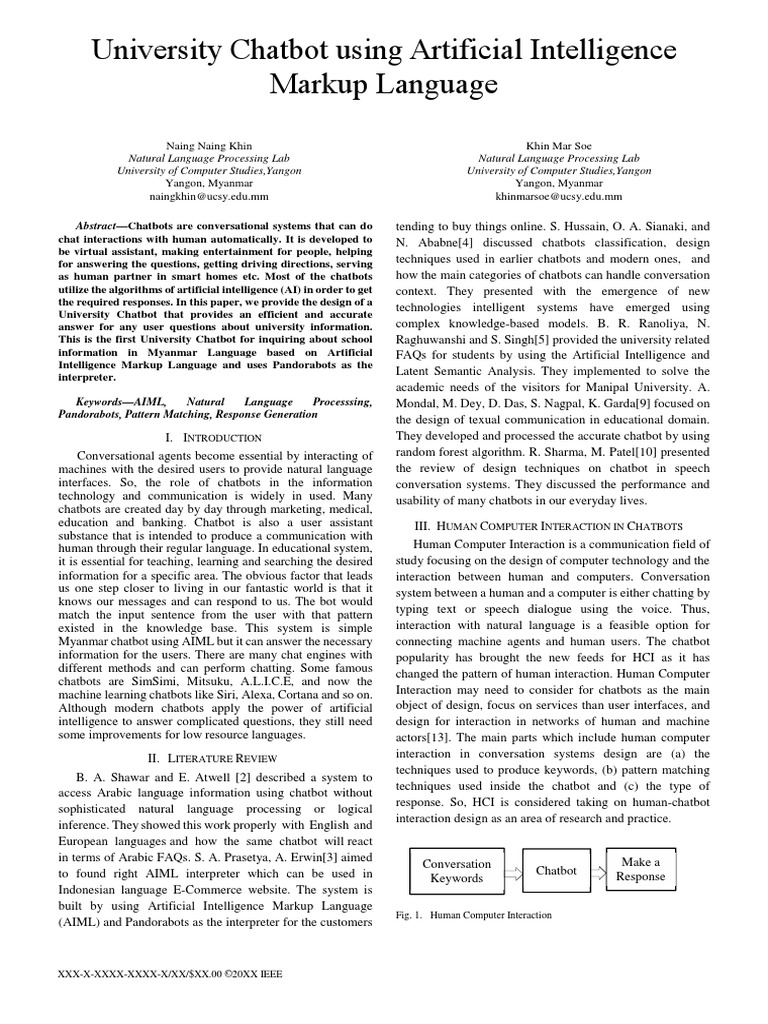 University Chatbot Using Artificial Intelligence Markup Language | PDF | Human–Computer ...