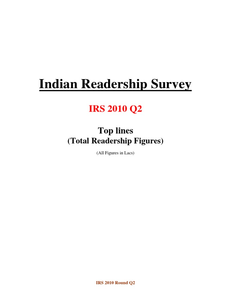 Indian Readership Survey 2010 | PDF