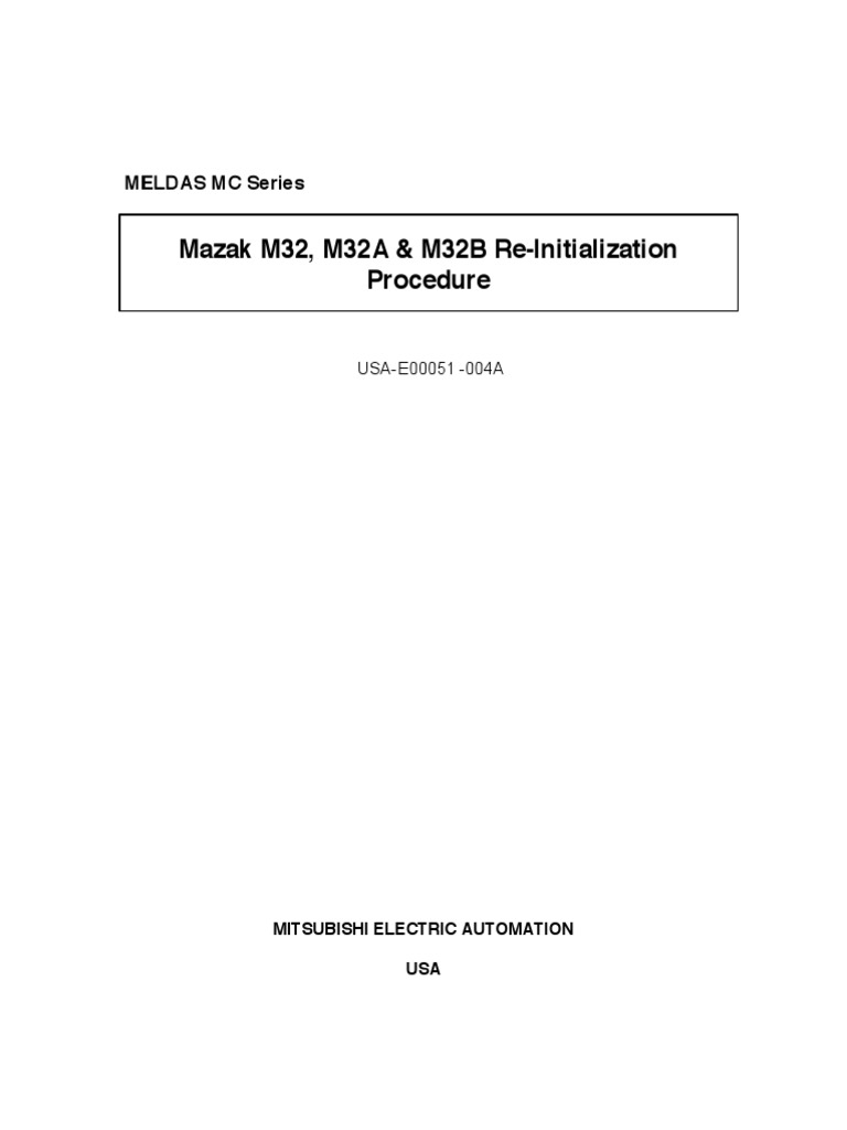 Mazak M32, M32A & M32B Re-Initialization Procedure | PDF | Floppy Disk ...