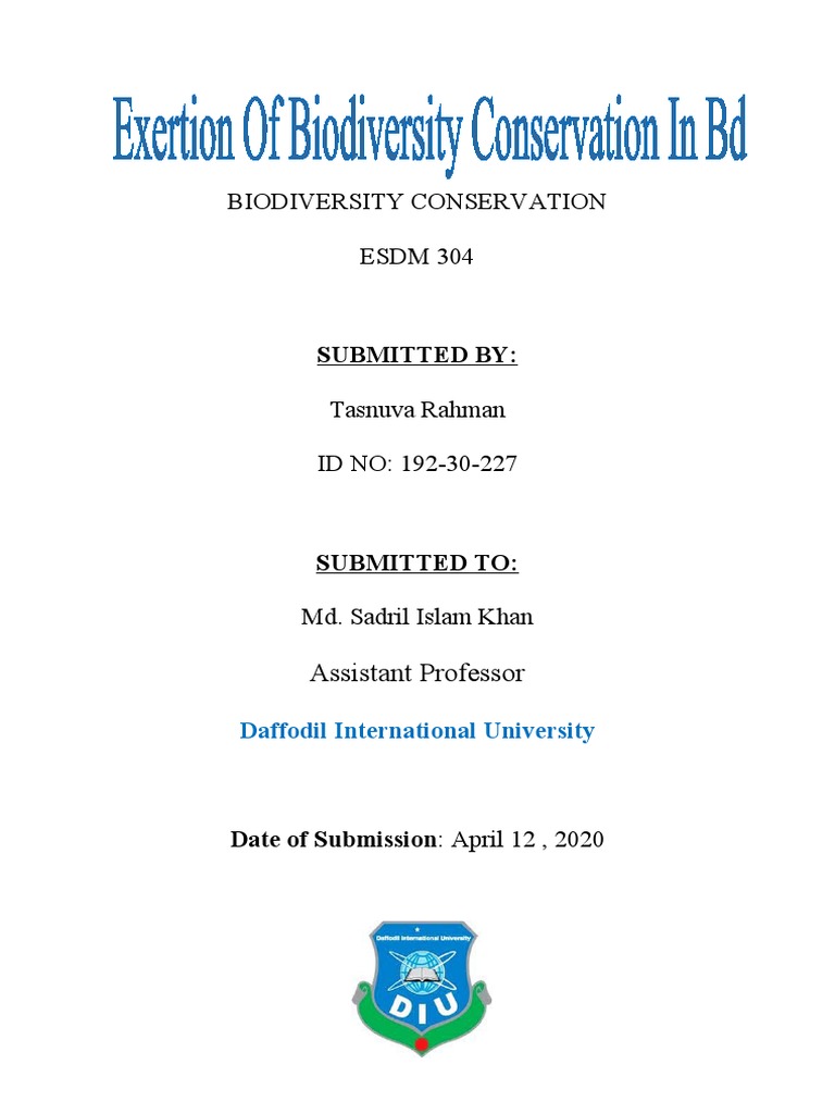 BIODIVERSITY CONSERVATION Assignment | PDF | Biodiversity ...