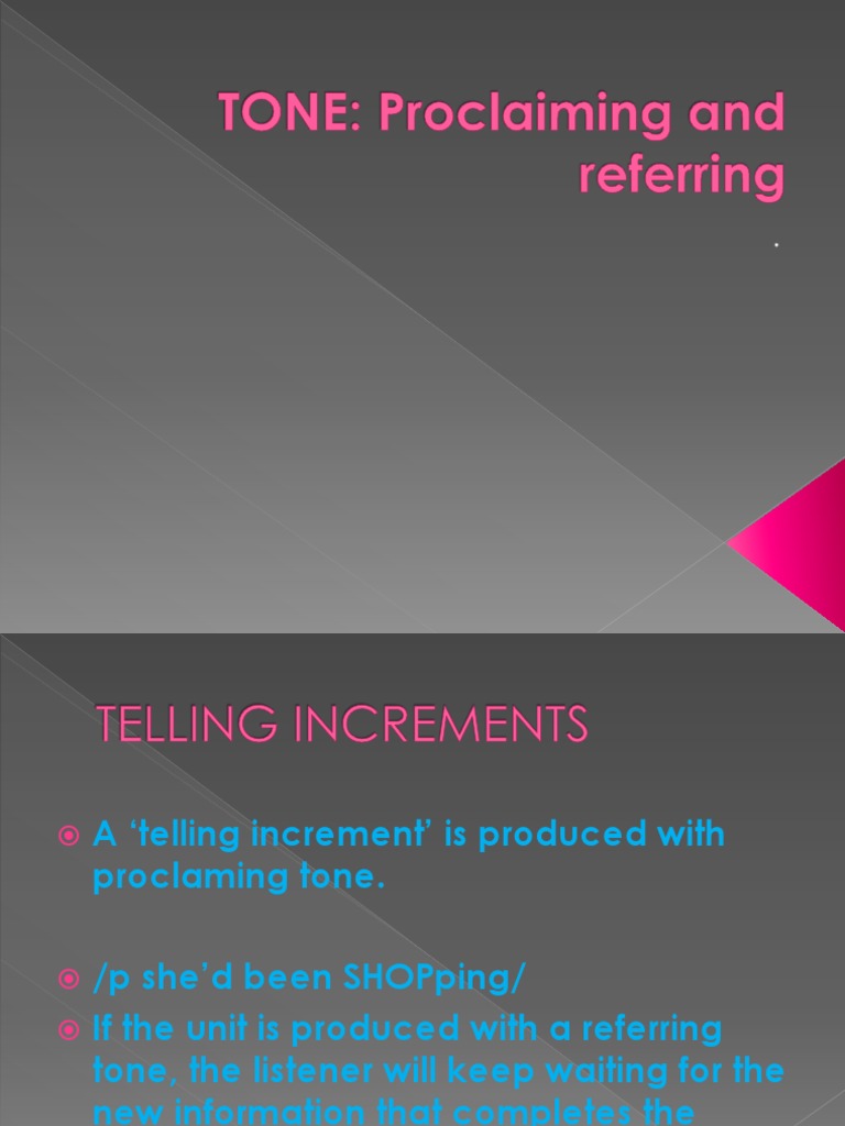 Tone Proclaiming-Referring | PDF | Human Communication | Psychological ...
