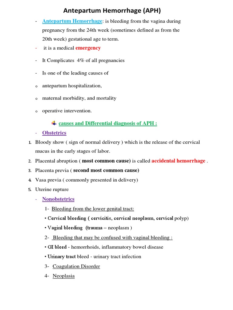 Antepartum Hemorrhage (APH) : It Is A Medical | Download Free PDF ...