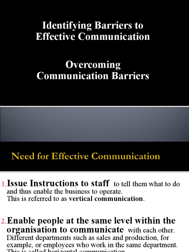 Barriers To Effective Communication | PDF | Nonverbal Communication ...