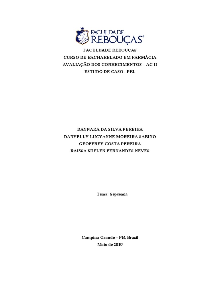 Modelo de Relatorio PBL | PDF | Sepse | Medicina Clínica