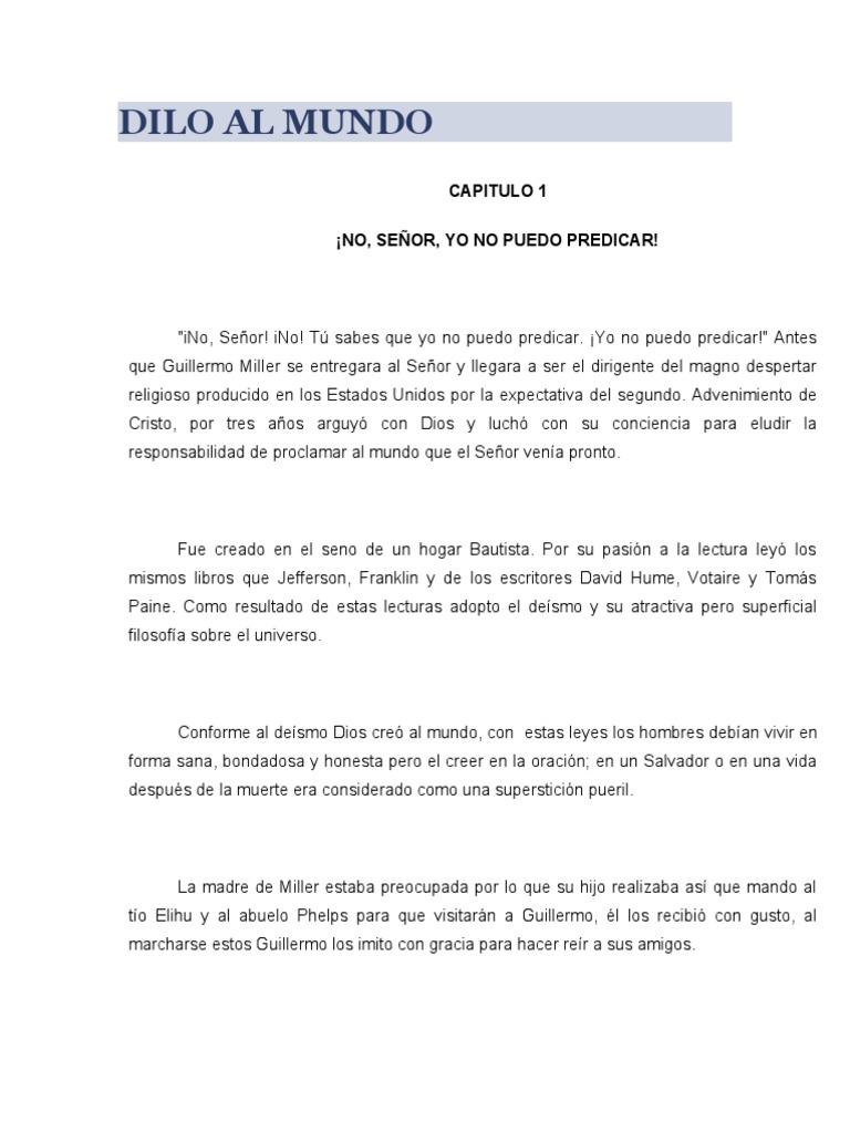 Dilo Al Mundo | PDF | Iglesia Adventista del Séptimo Día | Sacerdote