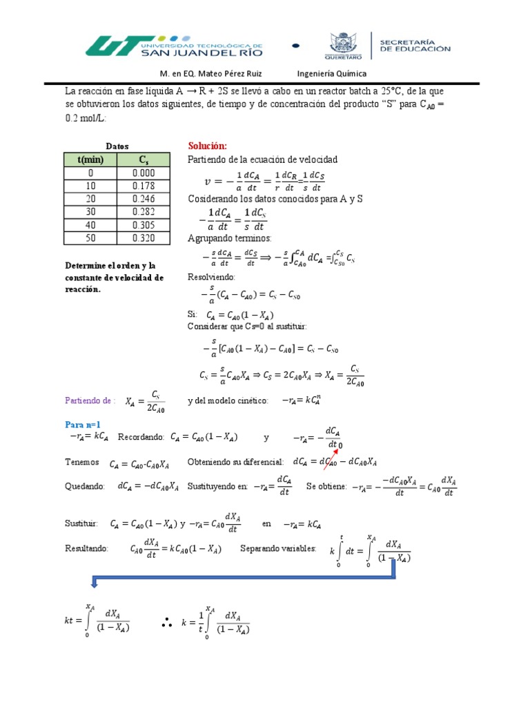 Problemas Reactores | Descargar gratis PDF | Reactor Quimico | Ingeniería Química