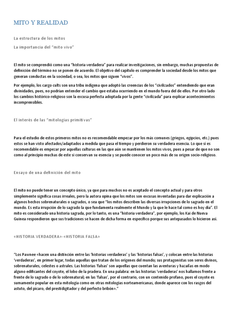 Mito y Realidad | PDF | Esencia | Realidad