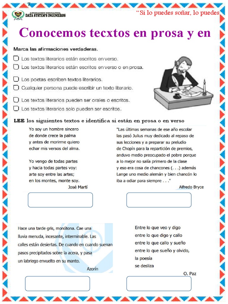 Ficha de Actividad - La Prosa y El Verso | PDF