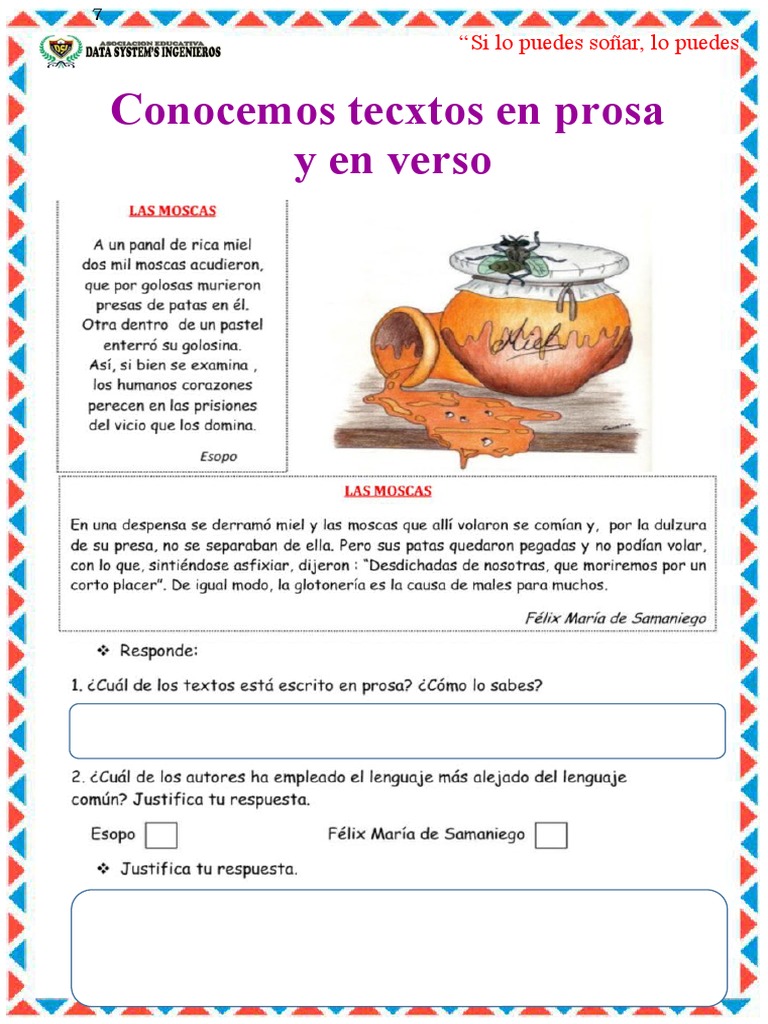 Ficha de Aplicación - La Prosa y El Verso | PDF