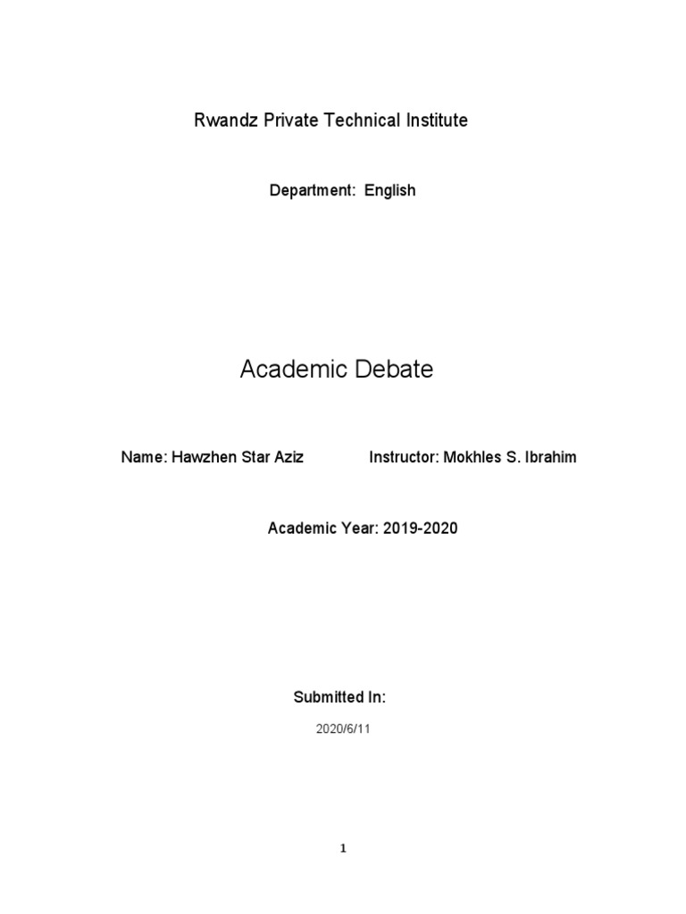 Report On Academic Debate | PDF | Attitude (Psychology) | Argument