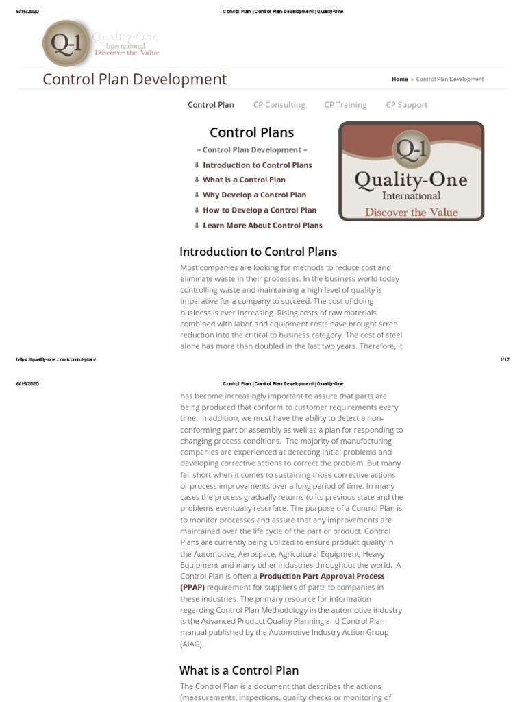 Control Plan Basics | PDF | Data | Computing And Information Technology