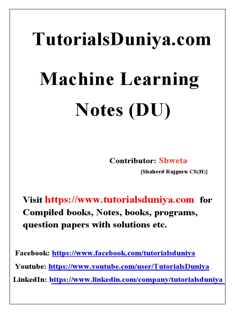Machine Learning Notes 2 - TutorialsDuniya PDF | PDF