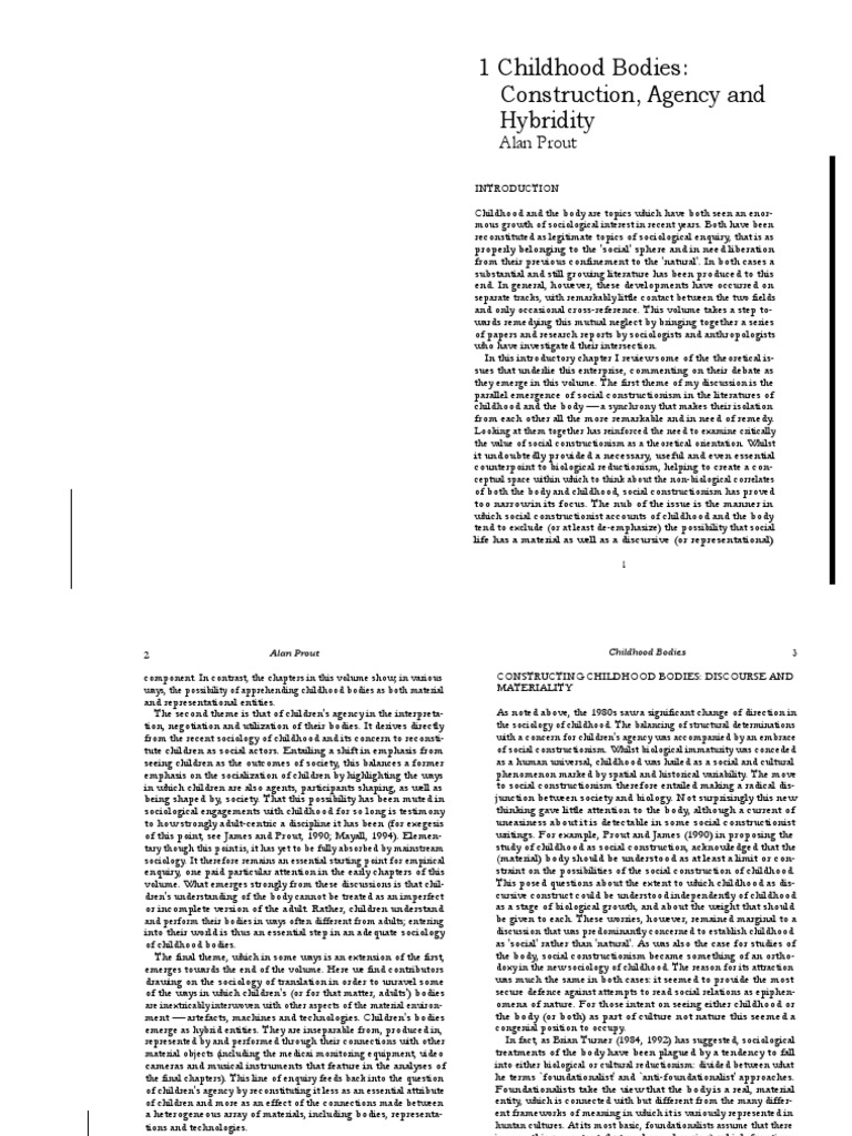 2000 - PROUT - Childhood Bodies | PDF | Social Constructionism | Sociology
