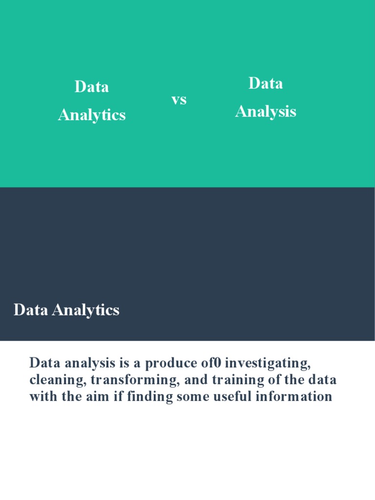 Data Analytics Data Analysis Vs | PDF