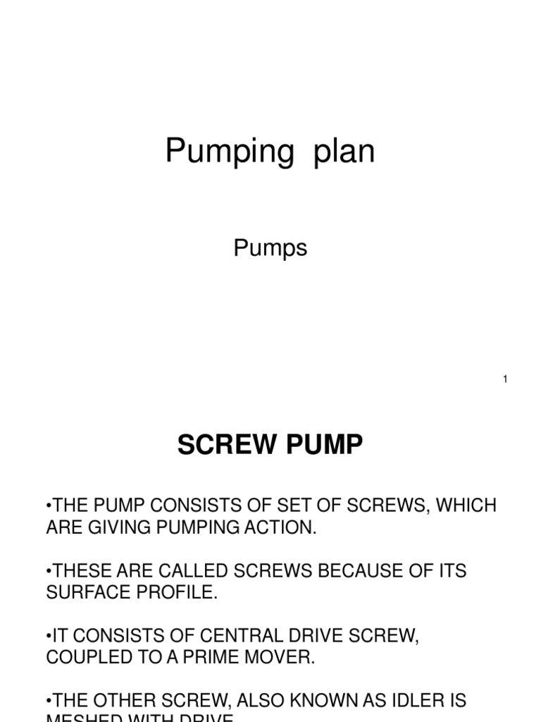 Pumping Plan: Pumps | PDF