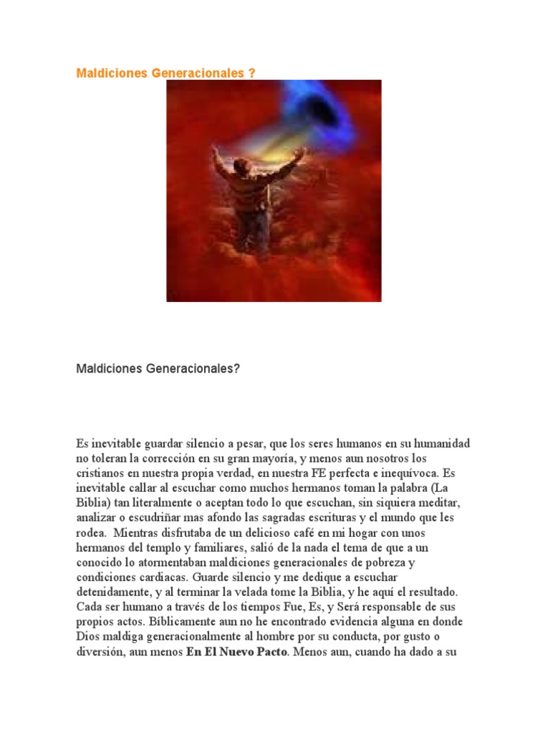 Maldiciones Generacionales y su Origen | PDF | Pecado | Diez Mandamientos
